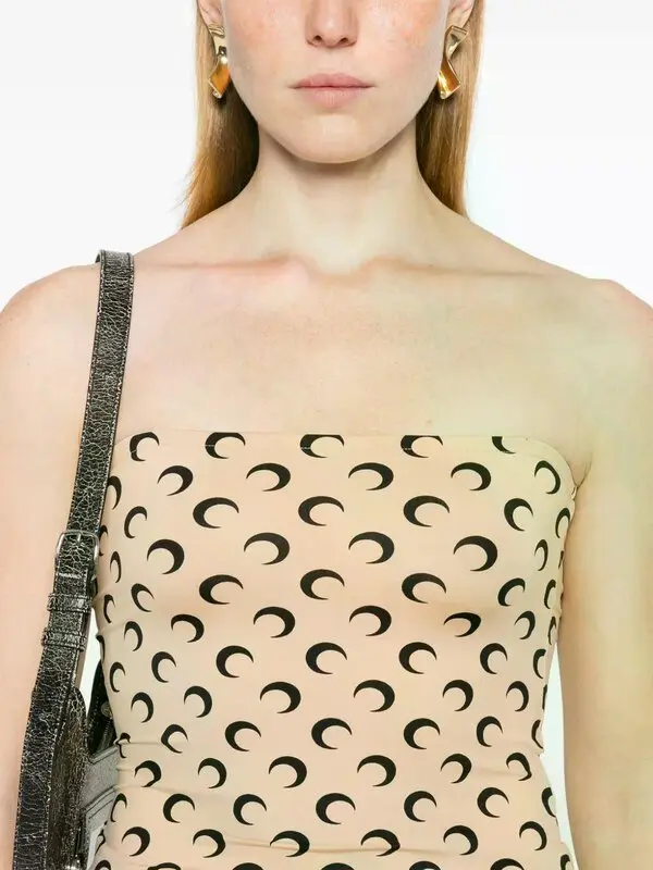 MARINE SERRE Moon-printed Strapless Tube Top