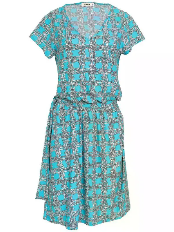AMIR SLAMA Belted Graphic Print Dress