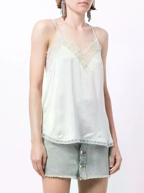 IRO PARIS Lace-trimmed Silk Top