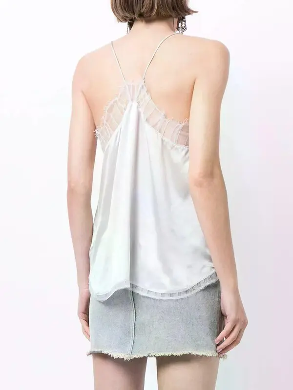 IRO PARIS Lace-trimmed Silk Top