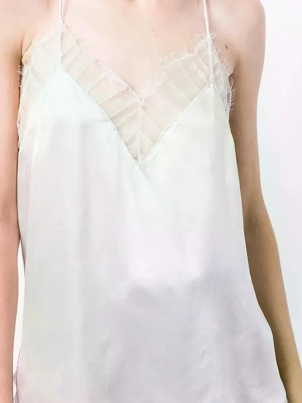 IRO PARIS Lace-trimmed Silk Top