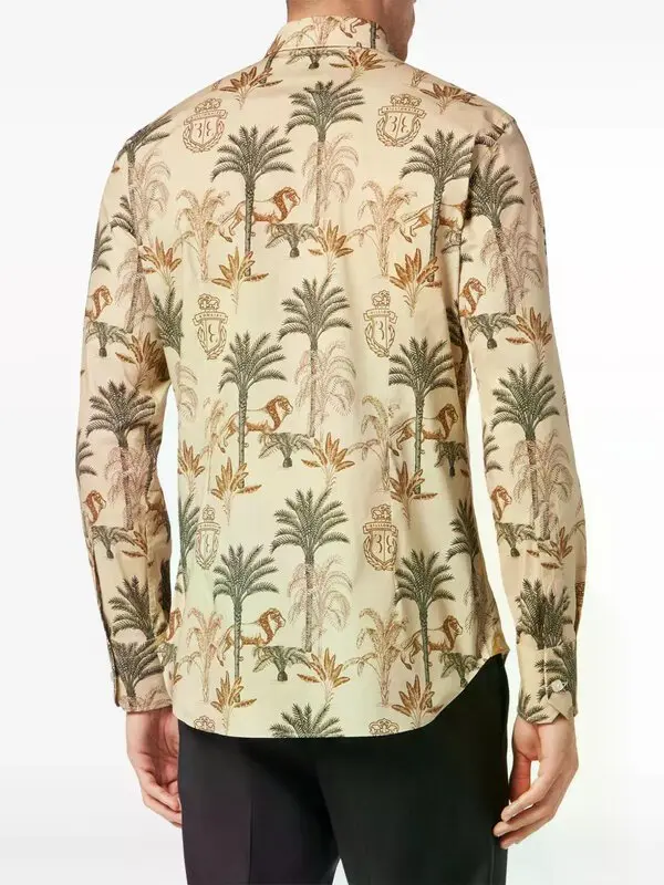 BILLIONAIRE Graphic-print Cotton Shirt - Neutrals