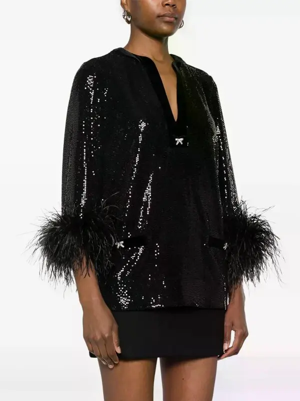 NISSA Feather-trim Blouse