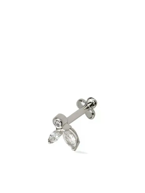LARK & BERRY 14kt White Gold Diamond And Sapphire Single Stud Earring - Silver