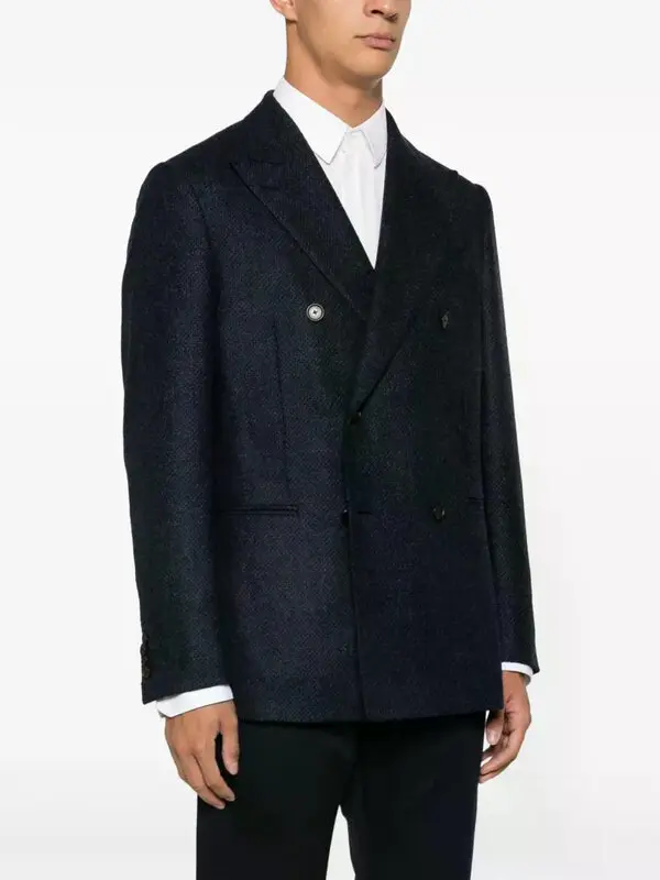 Caruso Textured Wool-blend Double-breasted Blazer