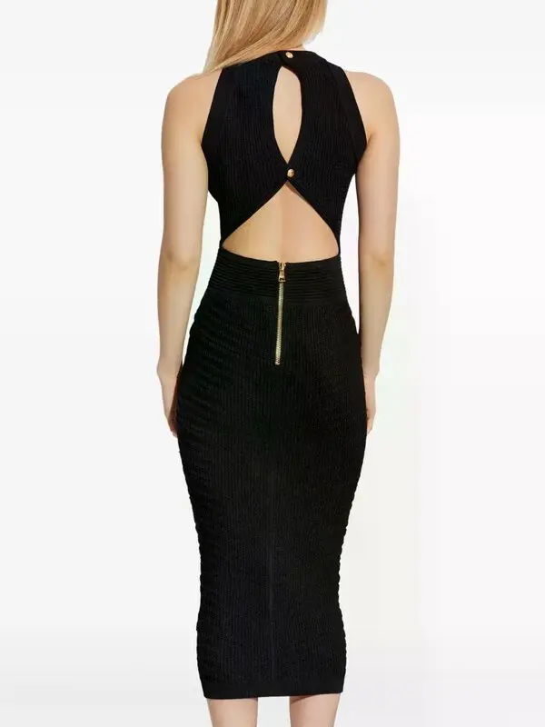 Balmain Ribbed Bodycon Midi Dress