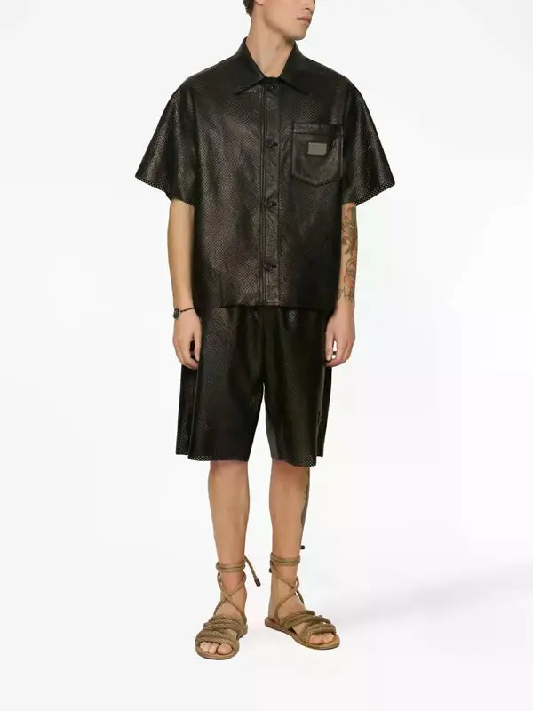 Dolce & Gabbana Logo-plaque Leather Shirt