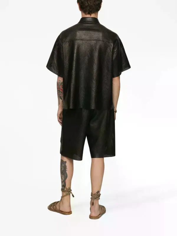 Dolce & Gabbana Logo-plaque Leather Shirt