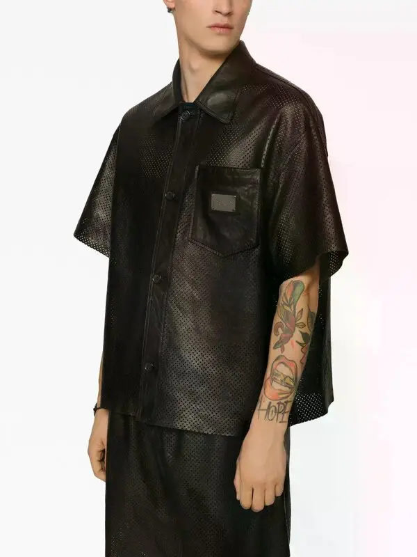 Dolce & Gabbana Logo-plaque Leather Shirt