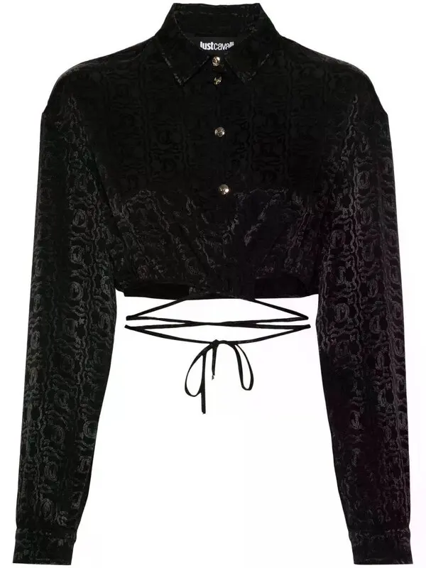 Just Cavalli Monogram Jacquard Cropped Blouse