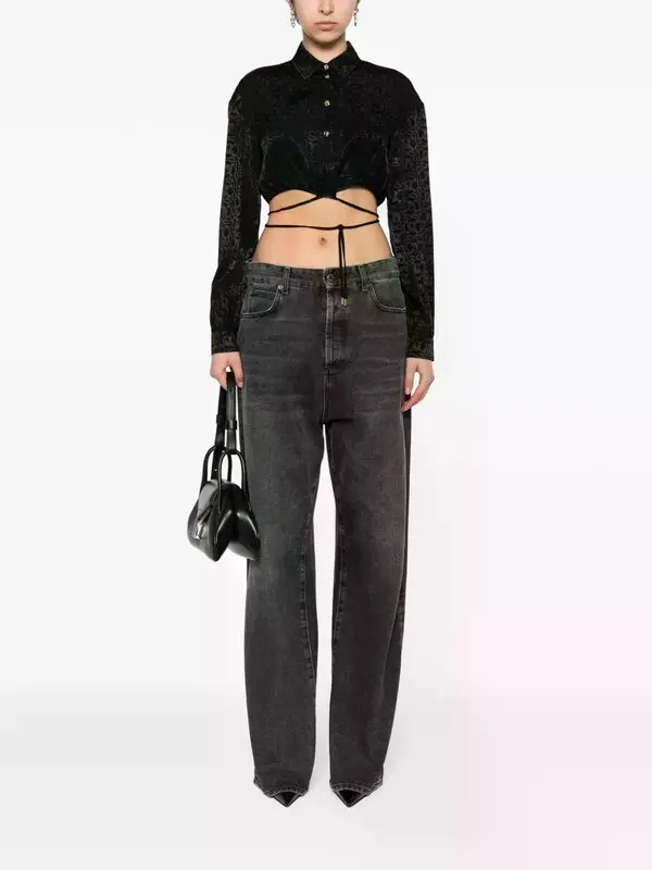 Just Cavalli Monogram Jacquard Cropped Blouse