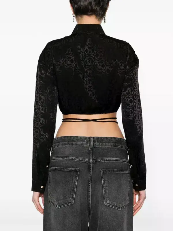 Just Cavalli Monogram Jacquard Cropped Blouse
