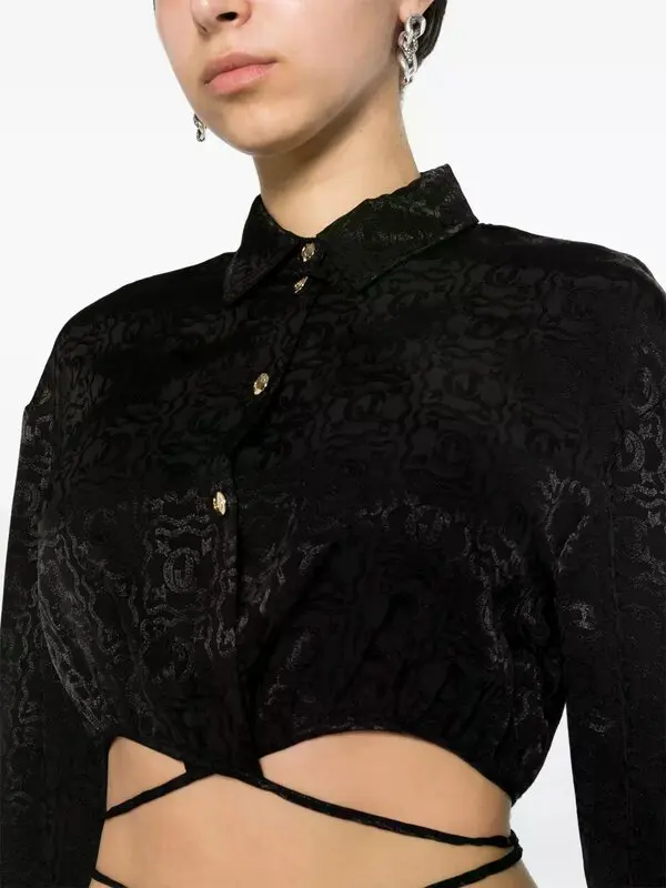 Just Cavalli Monogram Jacquard Cropped Blouse