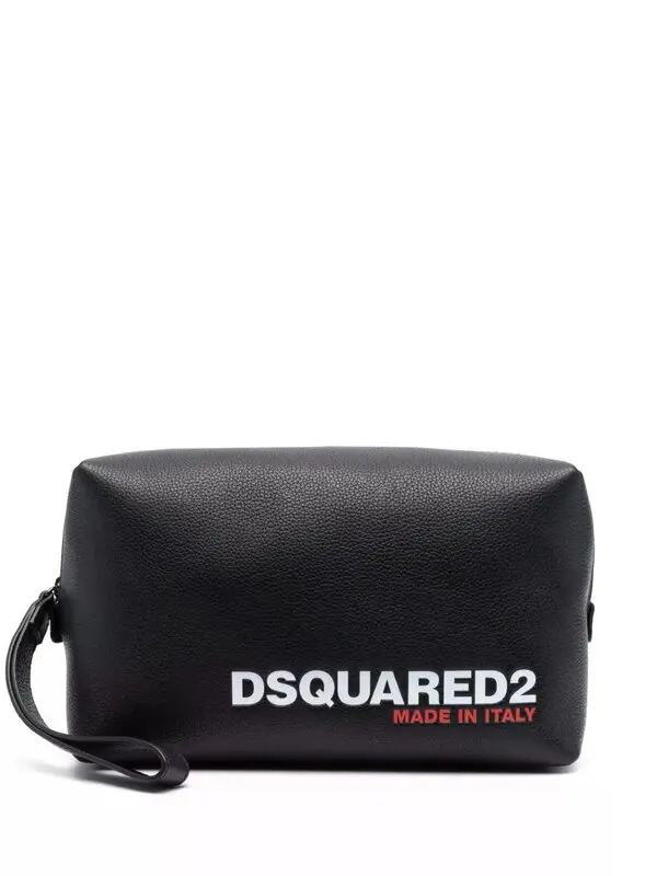 Dsquared2 Logo-print Leather Wash Bag - Black