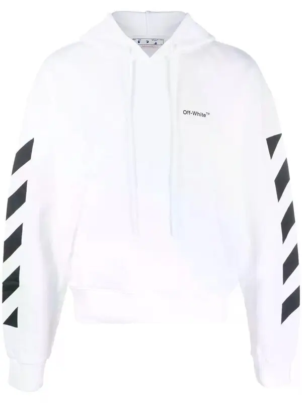 Off-White Diag-stripe Cotton Hoodie - White