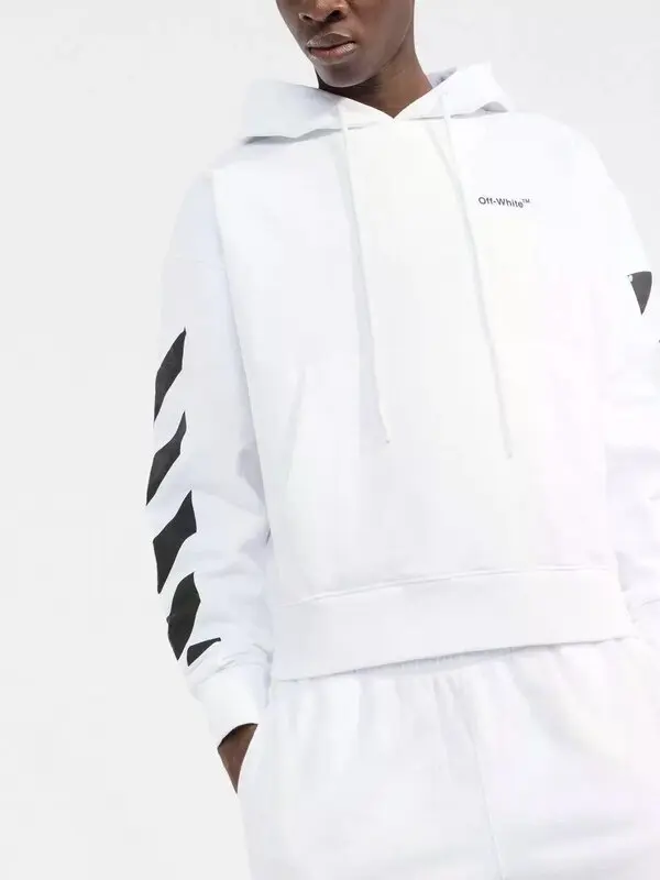Off-White Diag-stripe Cotton Hoodie - White