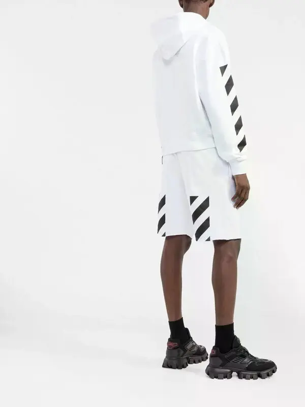 Off-White Diag-stripe Cotton Hoodie - White
