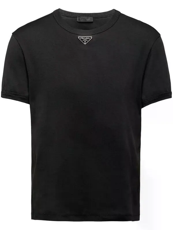 Prada Triangle-logo Cotton T-shirt - Black
