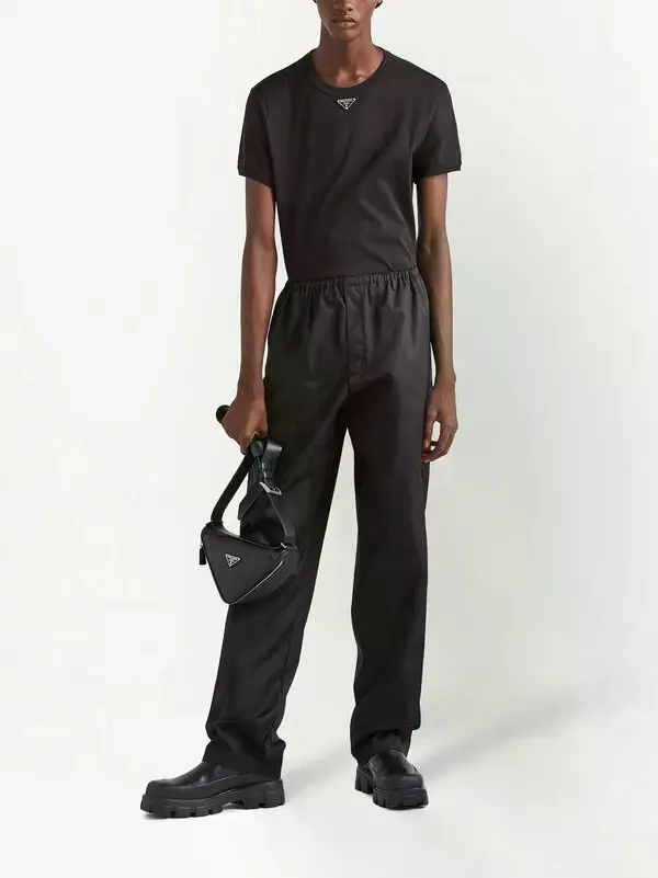 Prada Triangle-logo Cotton T-shirt - Black