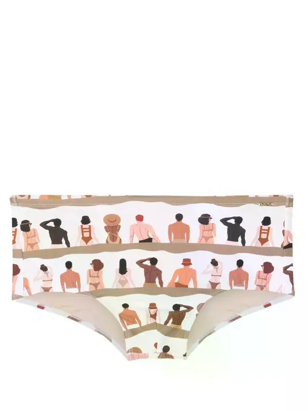 AMIR SLAMA Graphic-print Swim Shorts - Neutrals