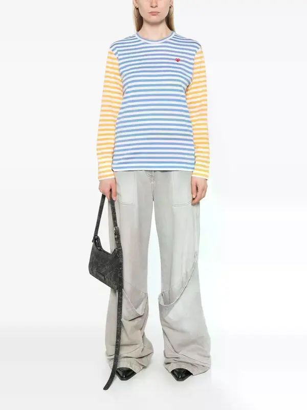 Play Comme Des Garcon Striped Jersey T-shirt - Blue