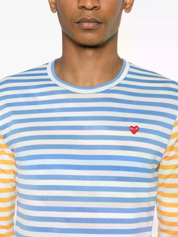 Play Comme Des Garcon Striped Jersey T-shirt - Blue