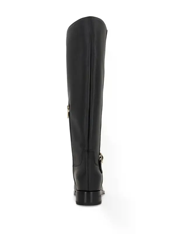 Santoni Knee-high Buckled Leather Boots - Black