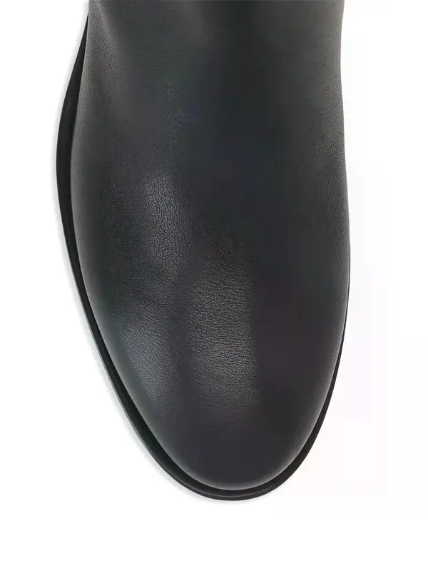 Santoni Knee-high Buckled Leather Boots - Black