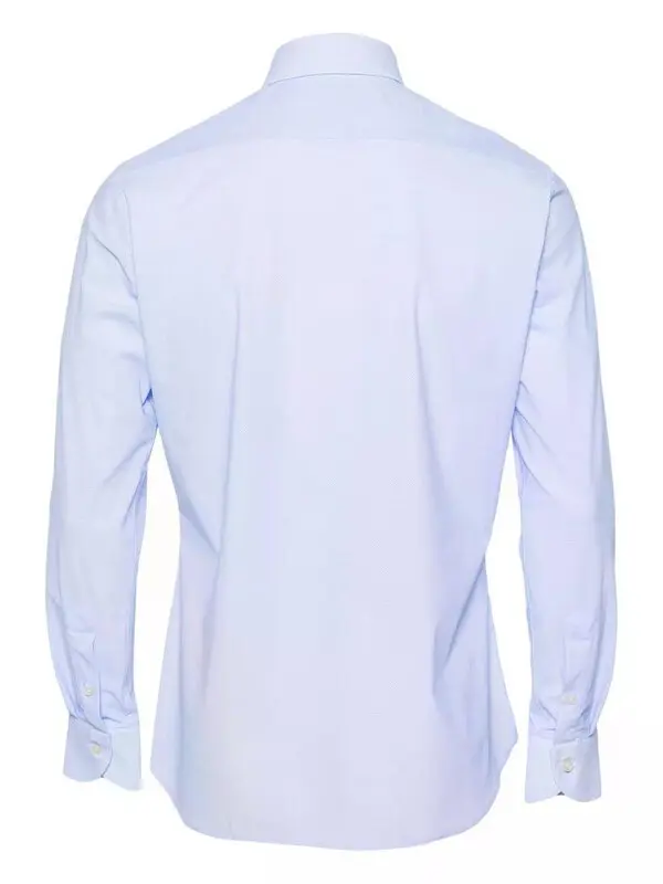 TINTORIA MATTEI 954 Mini-check Spread-collar Shirt - Blue