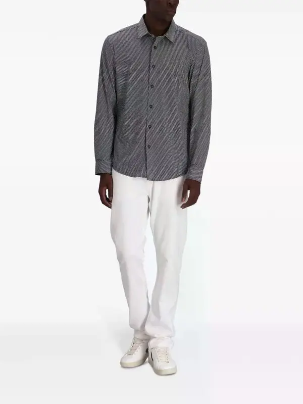 BOSS Geometric-print Long-sleeve Shirt - Black