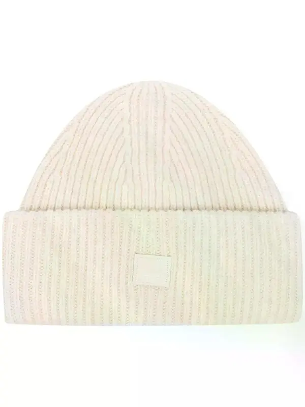 Acne Studios Logo Motif Rib-knit Beanie - Neutrals