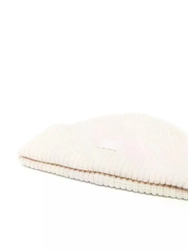 Acne Studios Logo Motif Rib-knit Beanie - Neutrals
