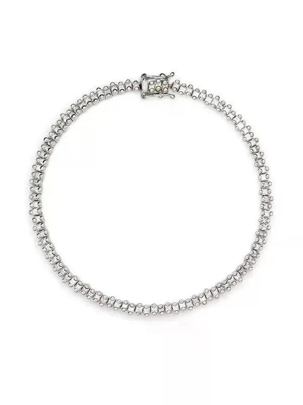 SUZANNE KALAN 18kt White Gold Mini Princess-cut Diamond Tennis Bracelet - Silver