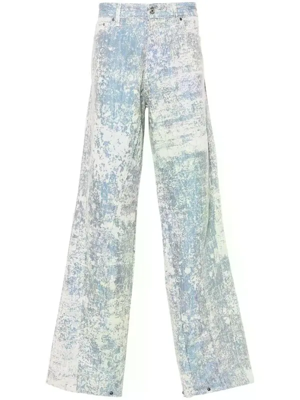 PDF Dust-effect Straight-leg Jeans - Blue