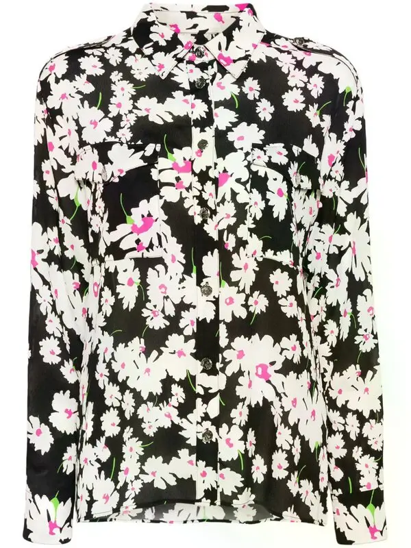 MSGM Floral-print Button-fastening Shirt - Black