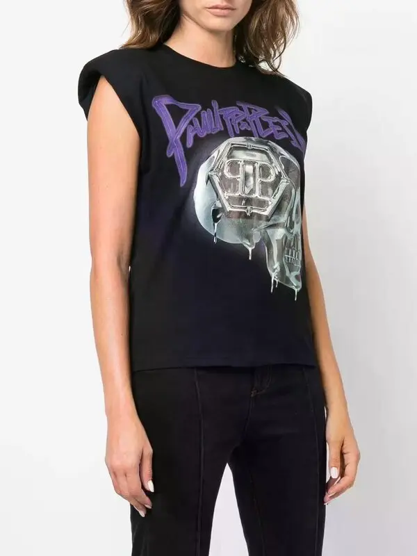 Philipp Plein Skull-print Padded-shoulder Tank Top - Black