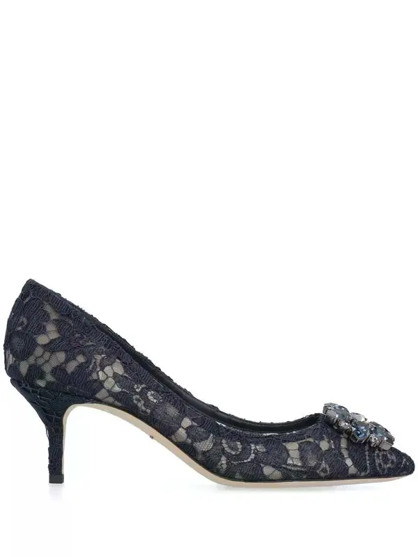 Dolce & Gabbana Lace-detail Heeled Pumps - Blue