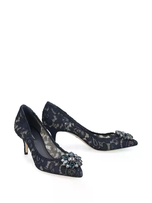 Dolce & Gabbana Lace-detail Heeled Pumps - Blue