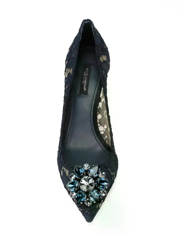 Dolce & Gabbana Lace-detail Heeled Pumps - Blue