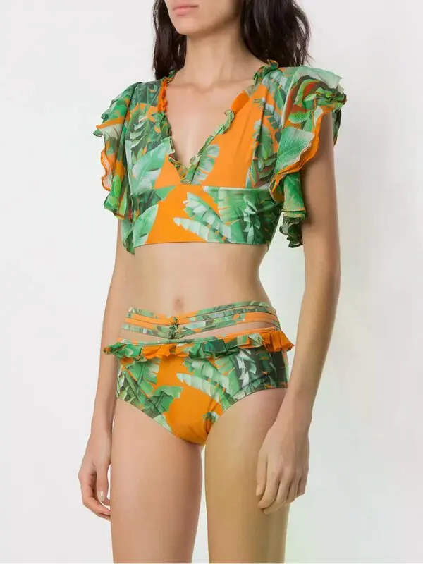 AMIR SLAMA Printed Crop Top Bikini Set