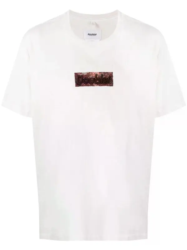 DOUBLET Logo-patch Cotton T-shirt - Neutrals