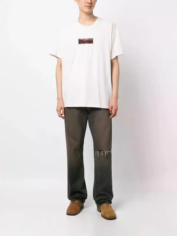DOUBLET Logo-patch Cotton T-shirt - Neutrals