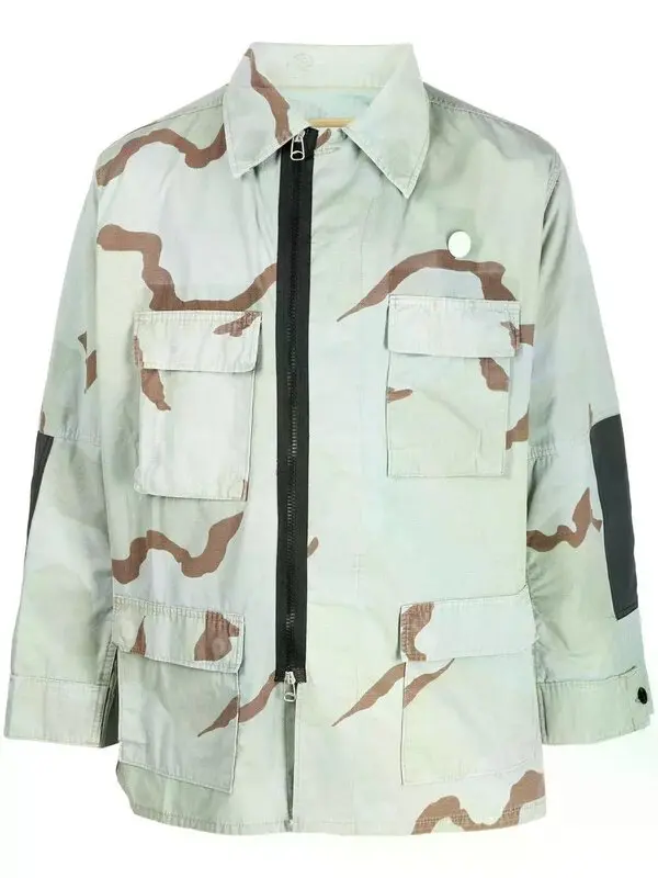 OAMC Re:work Camouflage Print Zip-up Shirt Jacket - Blue