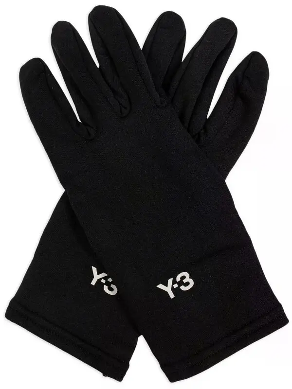 Y3 Logo Print Gloves - Black