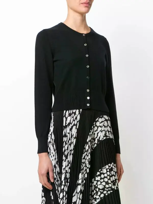 N.peal Cropped Contrast Button Cardigan