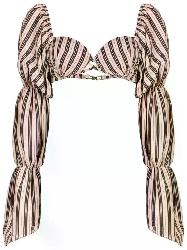 AMIR SLAMA Stripe-print Cropped Blouse