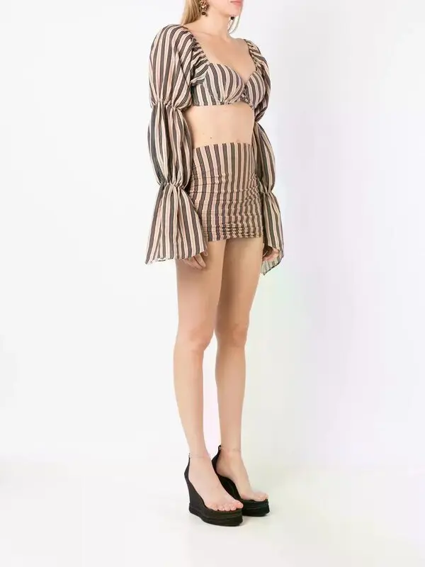 AMIR SLAMA Stripe-print Cropped Blouse