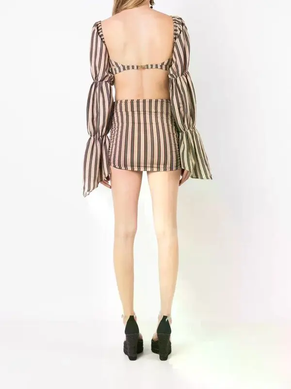 AMIR SLAMA Stripe-print Cropped Blouse