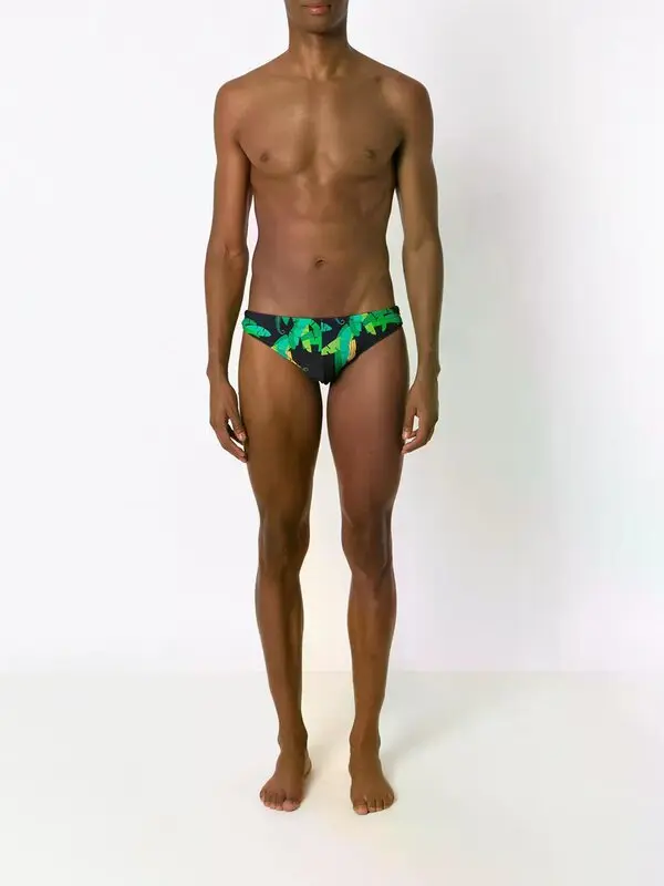 AMIR SLAMA Leaf-print Swimming Trunks