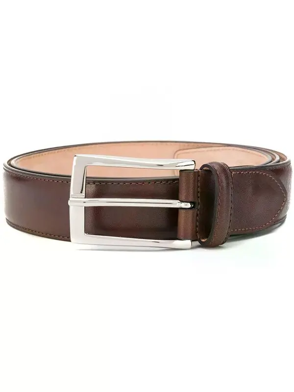 SCAROSSO Classic Square Buckle Belt - Brown